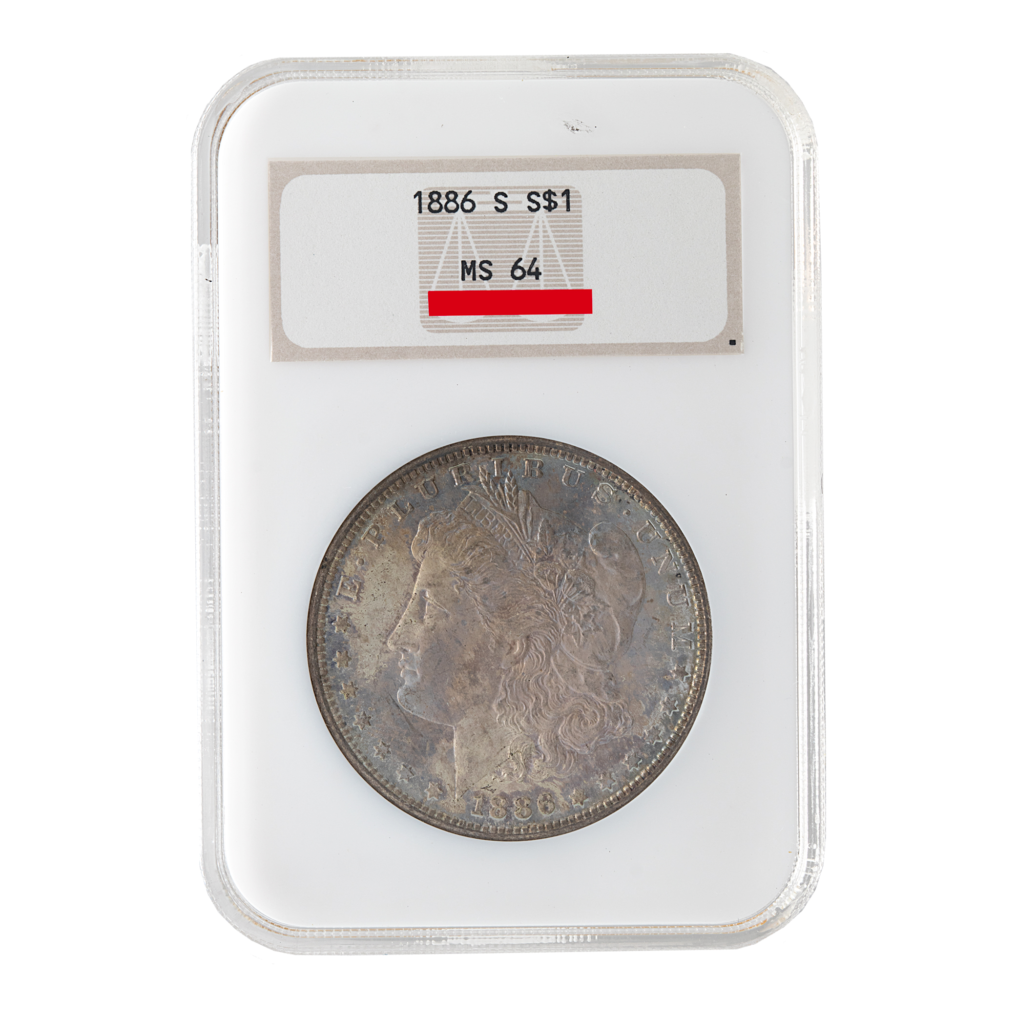 1886 S Silver Dollar toned, MS 64, NGC graded | Gray & Sons Jewelers