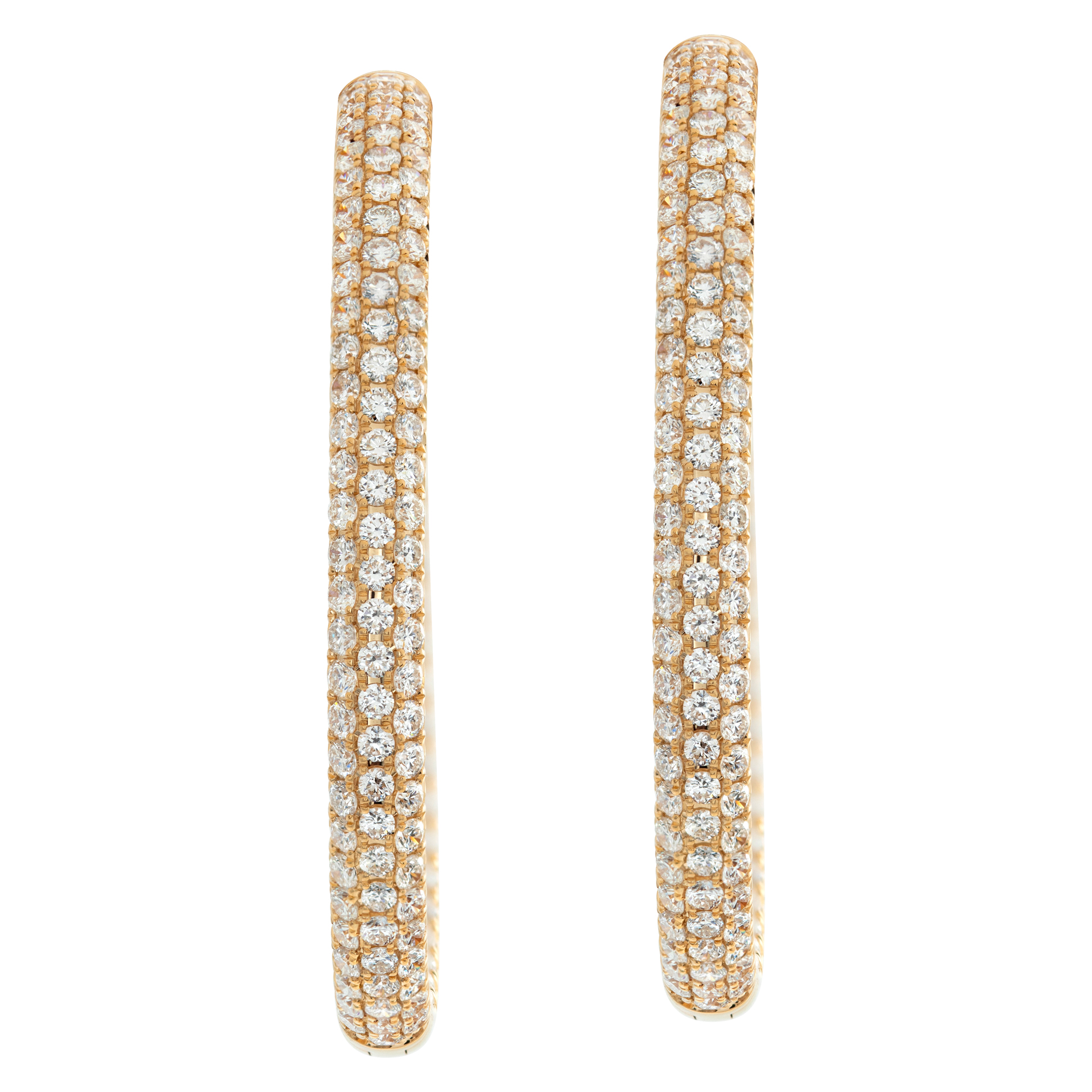 18k yellow gold inside-out pave diamond hoops with 5.63 cts