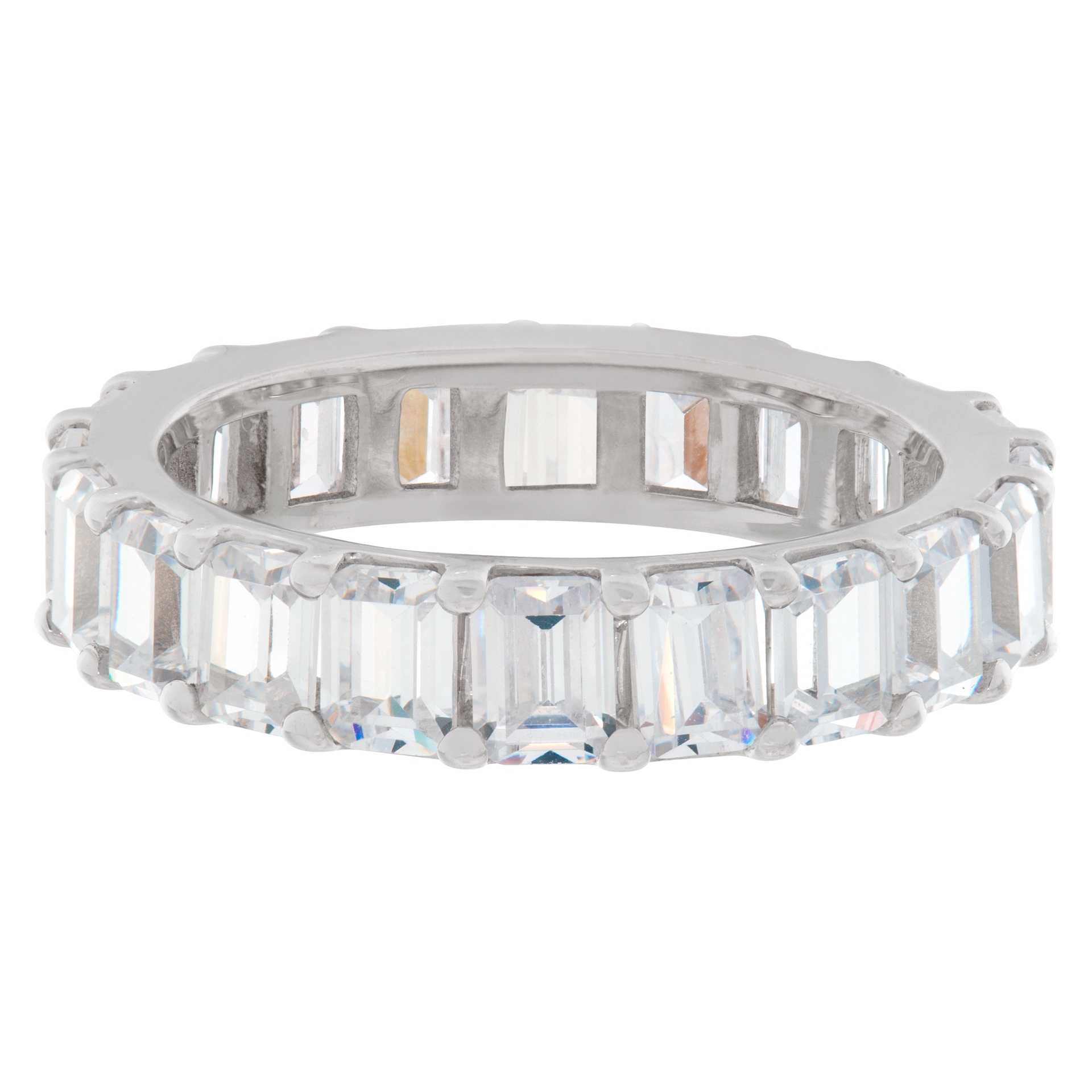 4.0ct Emerald Cut Diamond eternity band in platinum | Gray & Sons