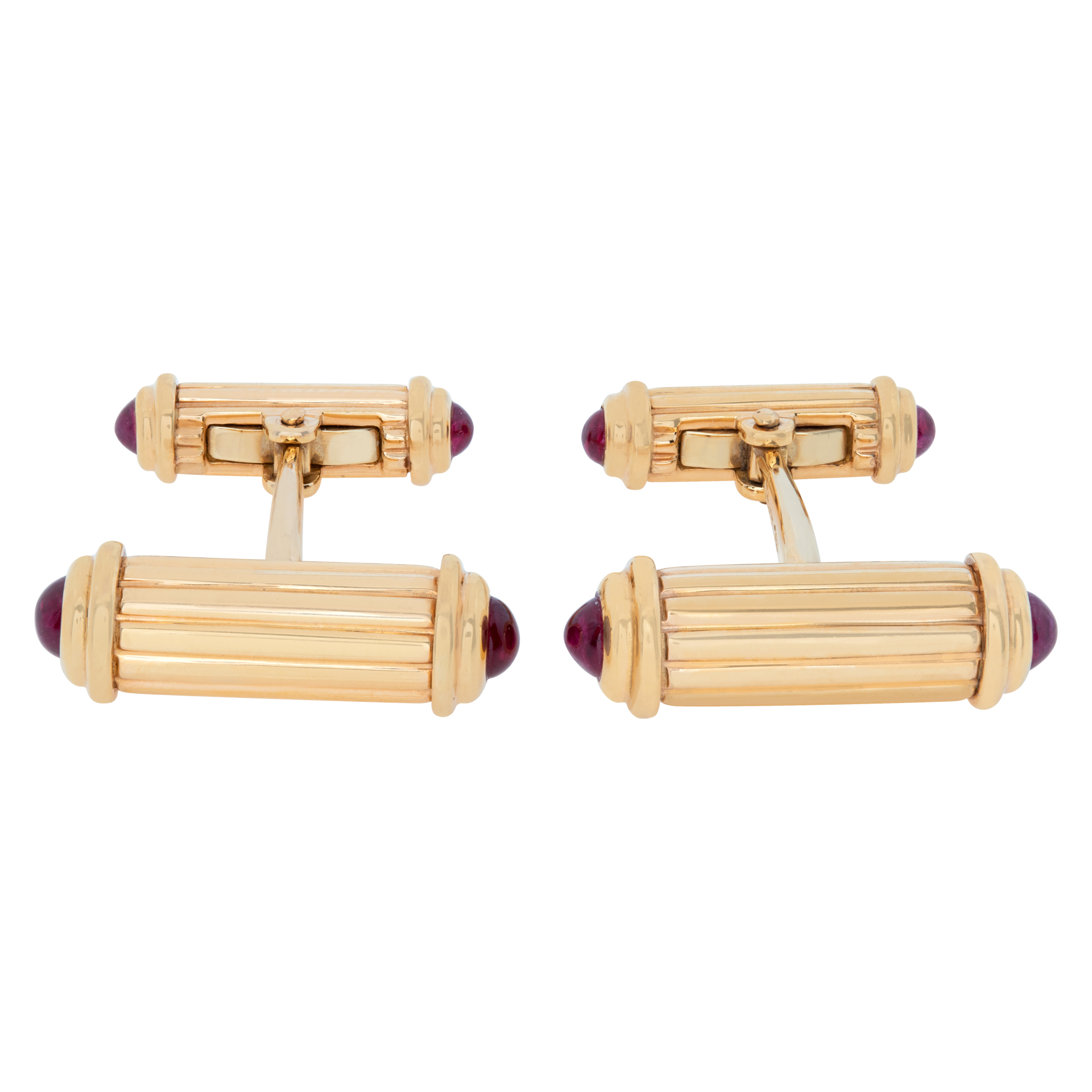 Asprey Cufflinks 18k yellow gold ruby bar design | Gray & Sons