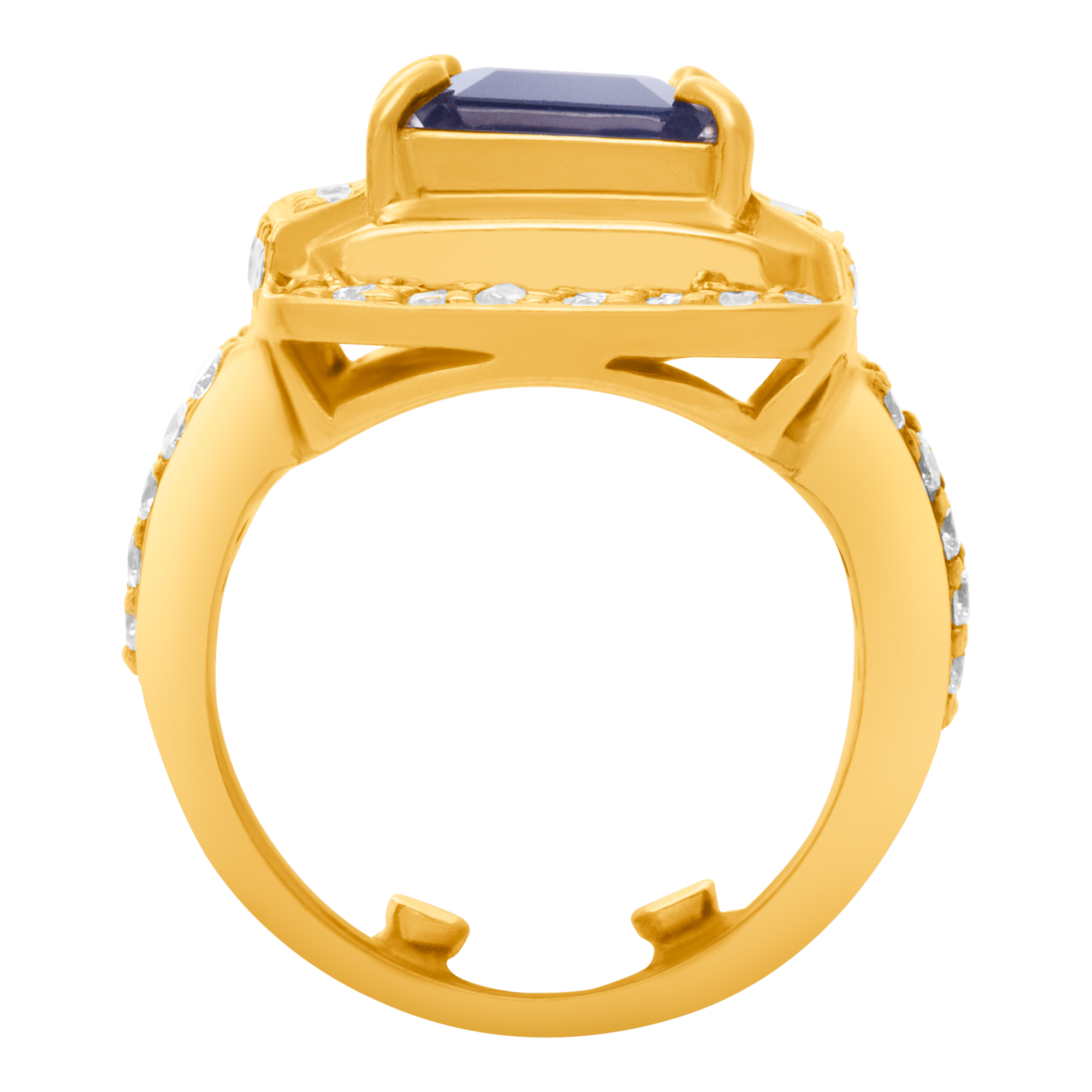 Blue rectangular cut sapphire ring in 14k | Gray & Sons Jewelers