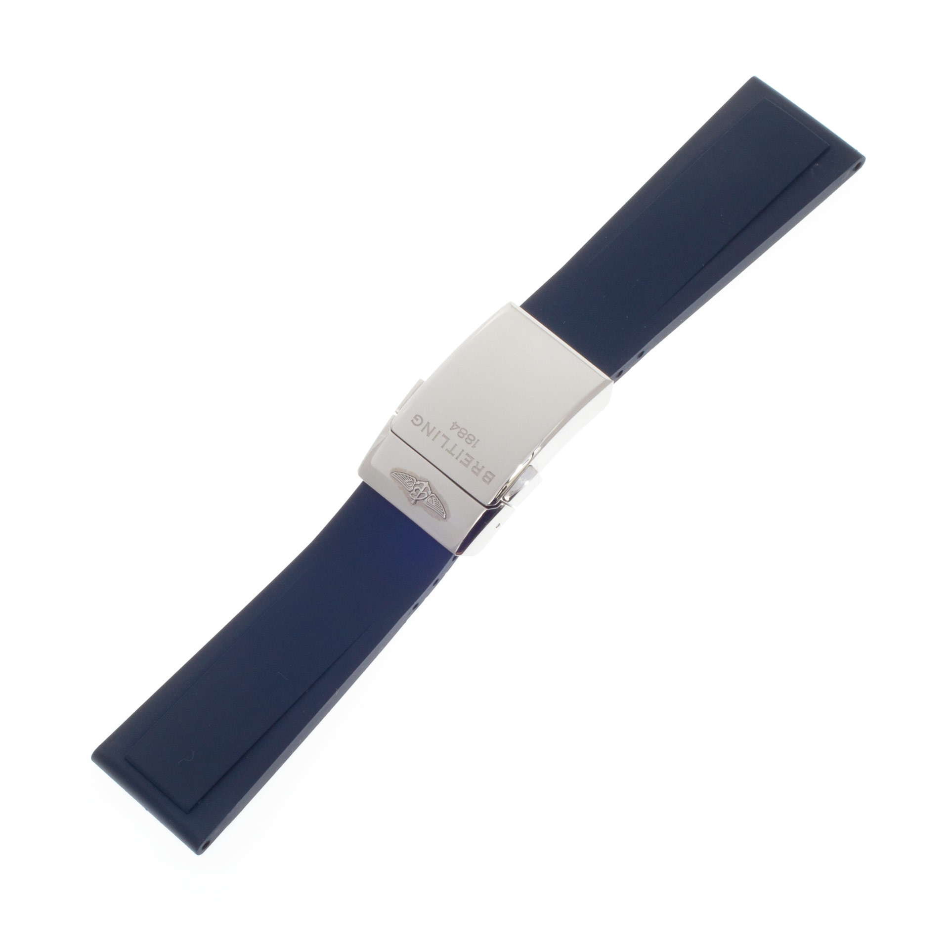Breitling blue rubber strap with stainless steel deployant buckle