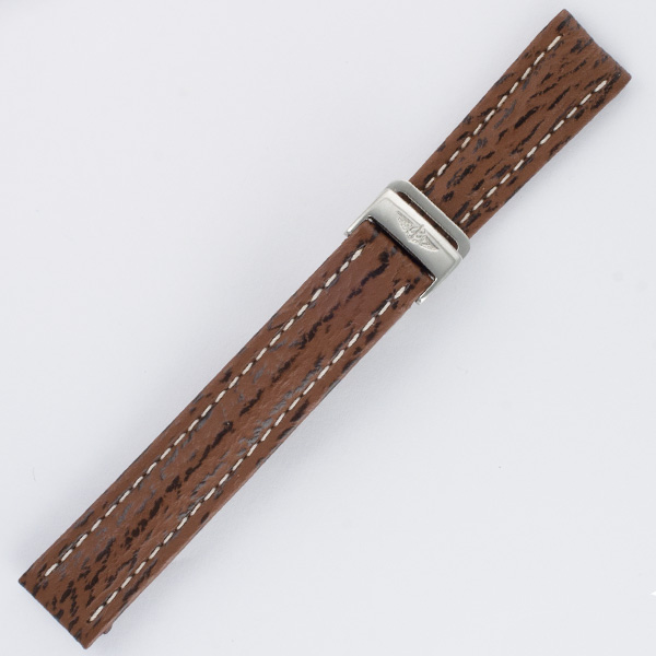 Breitling brown shark skin strap with stainless steel N507488