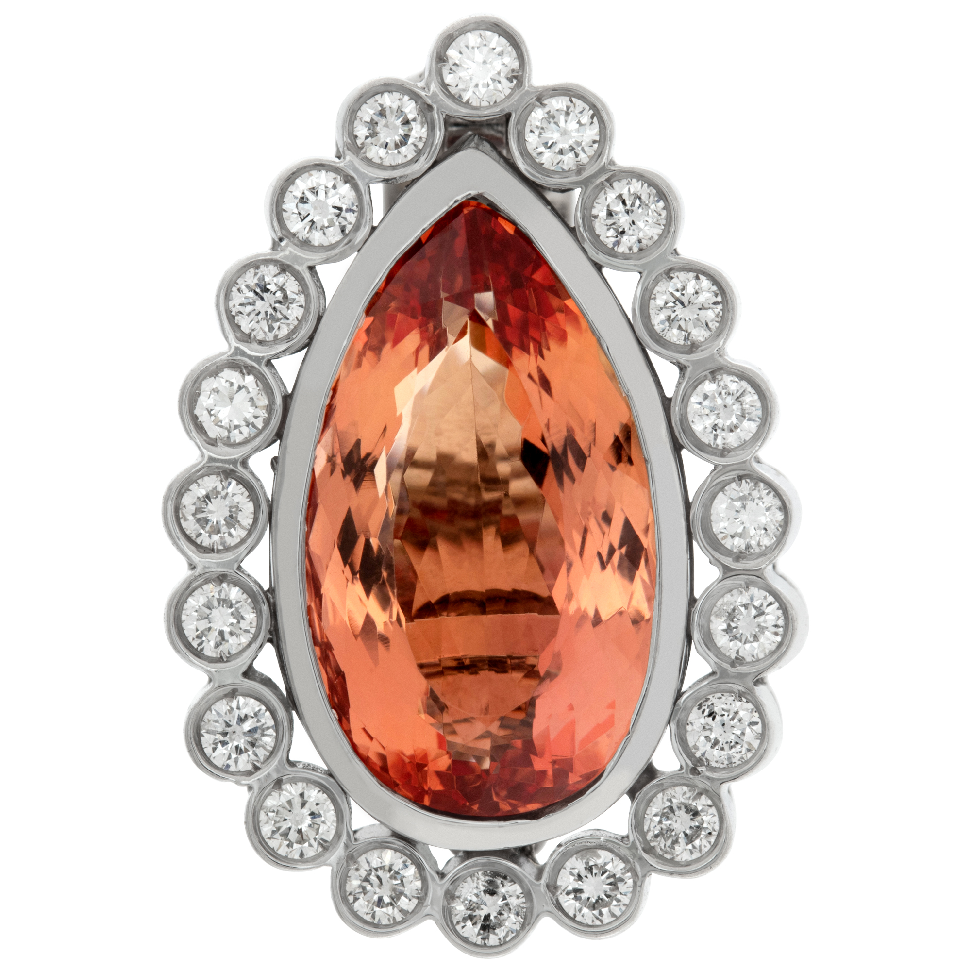 Brilliant pear cut Imperial Topaz & diamonds enhancer, set in