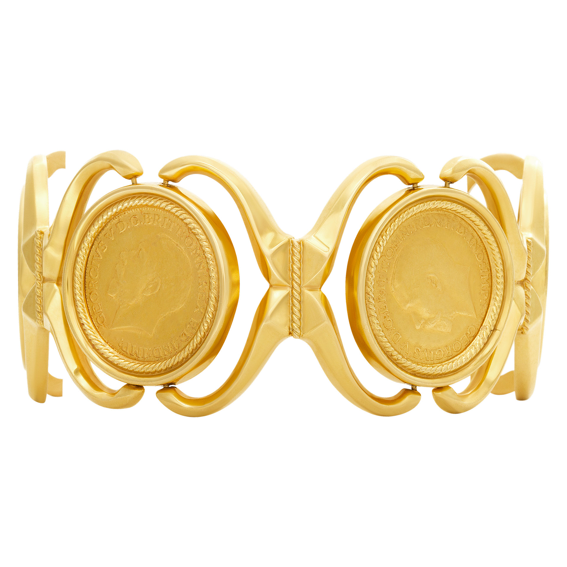 British gold sovereign coin bracelet in 21k gold | Gray & Sons