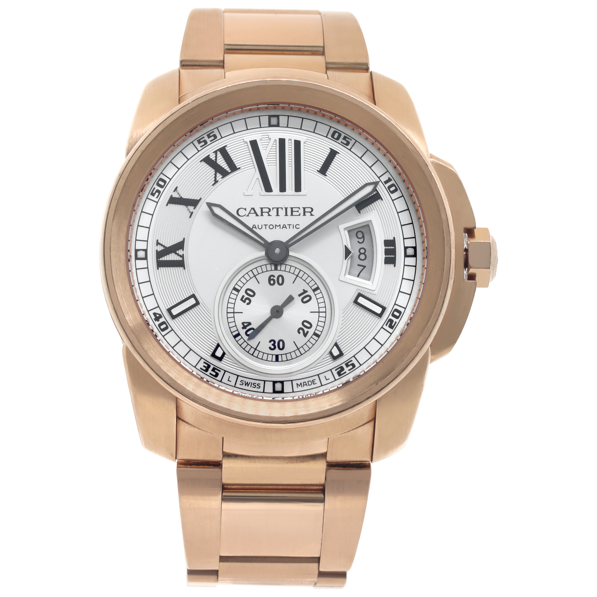 Used Cartier Calibre w7100018 18k rose gold 42mm W527750 | Gray & Sons