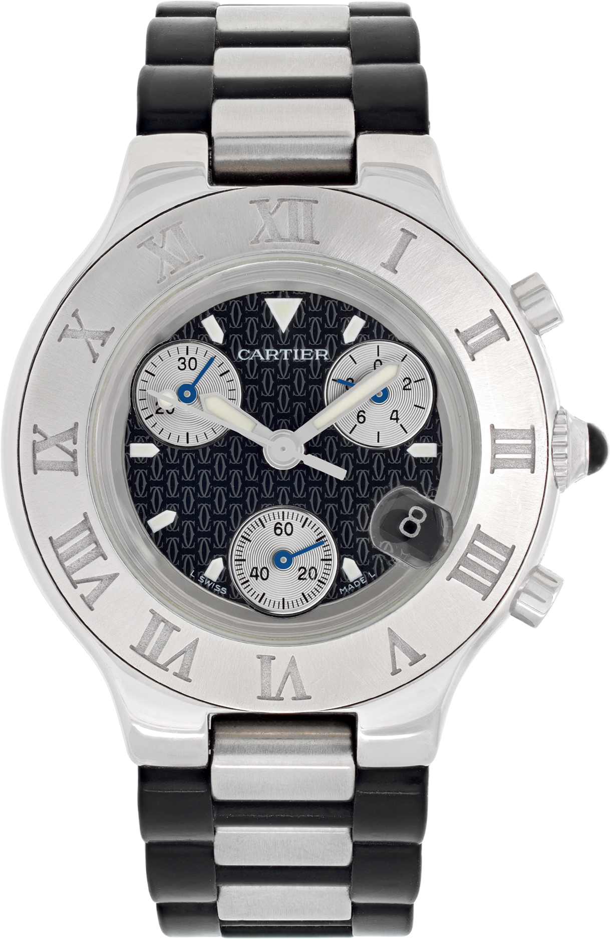 Pre-owned Cartier Chronoscaph 21 2424 Stainless Steel | Gray & Sons