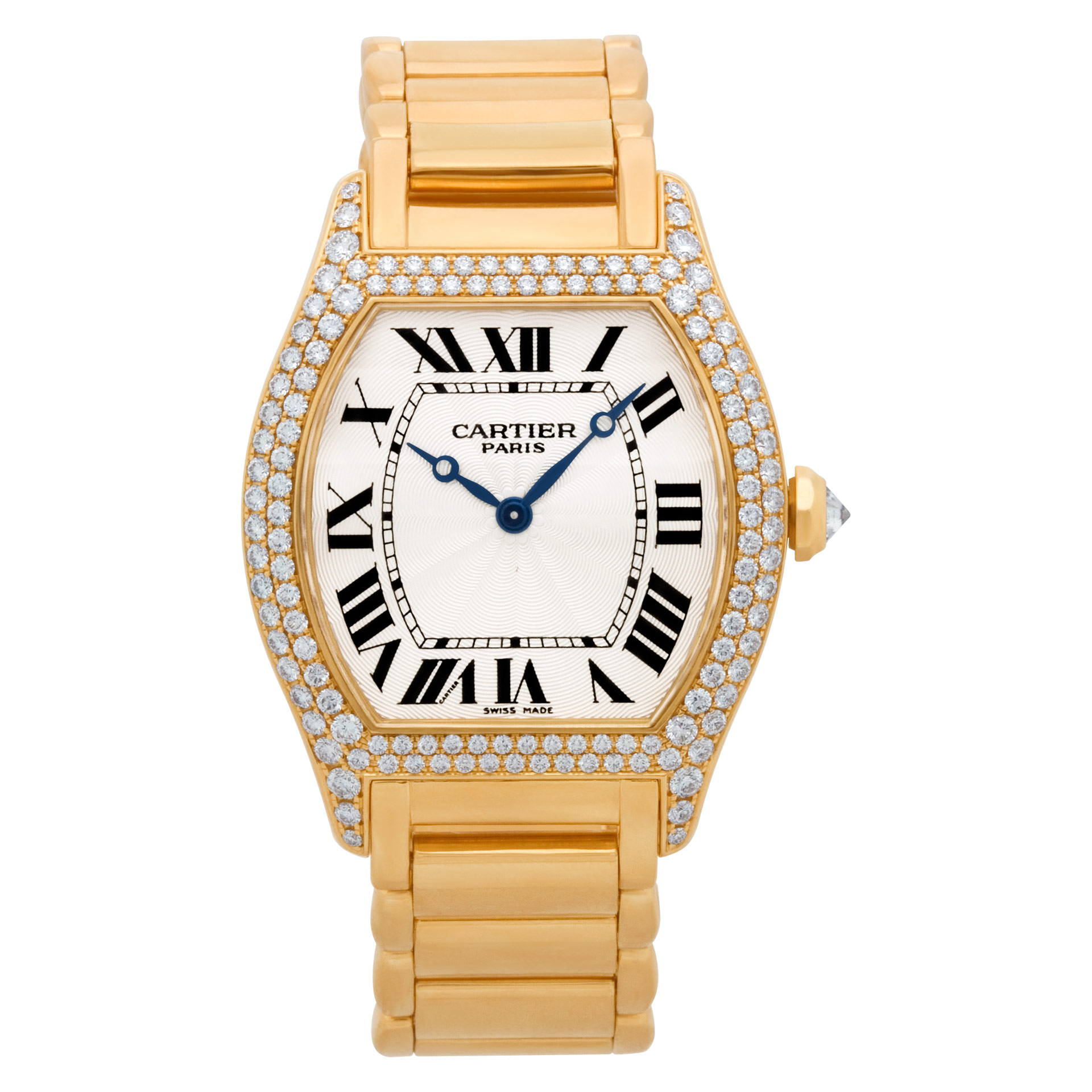 Pre-owned Cartier Tortue 18k Yellow Gold Factory Diamonds