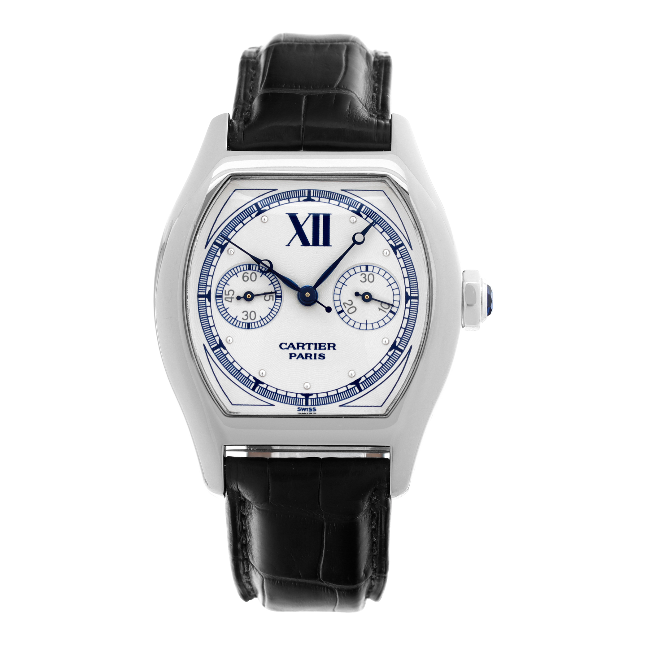 Pre-owned Cartier Tortue 2396 18k white gold 35mm Manual wat