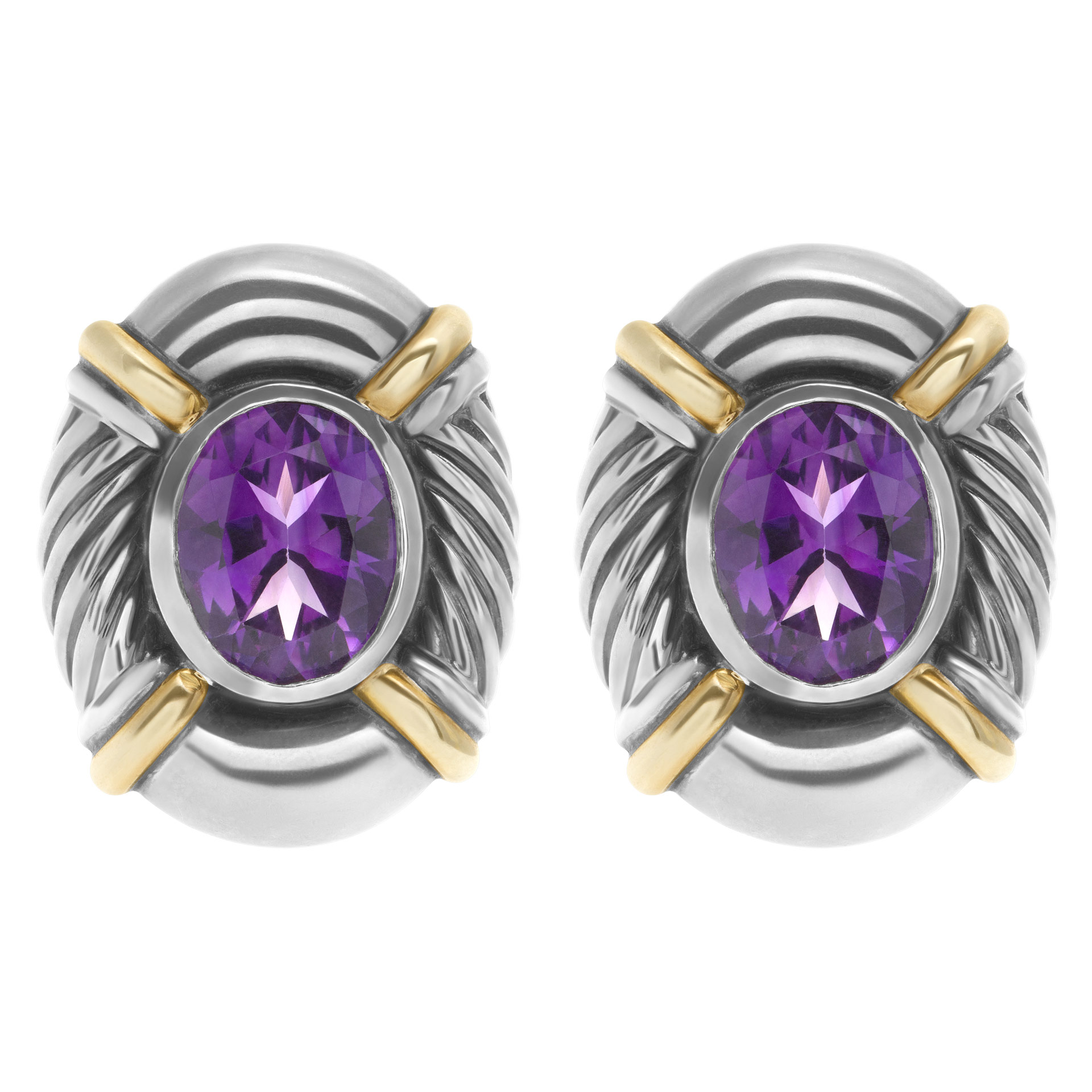 David Yurman Albion amethyst earrings in 14k gold and sterling