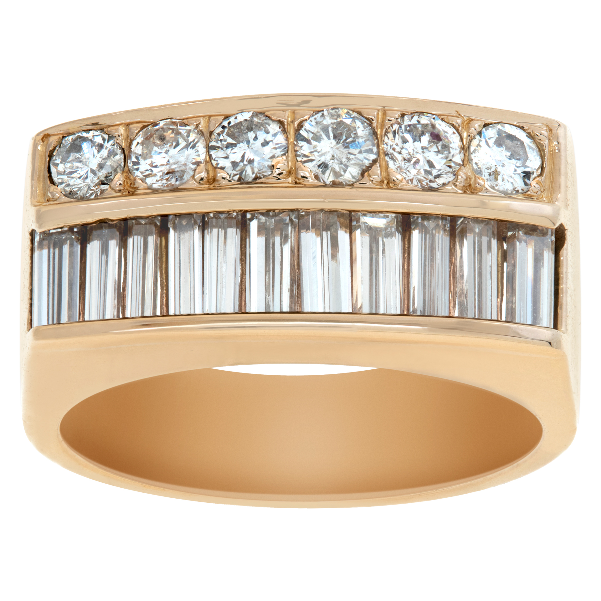 Double Row diamond ring in 18k yellow gold | Gray & Sons Jewelers