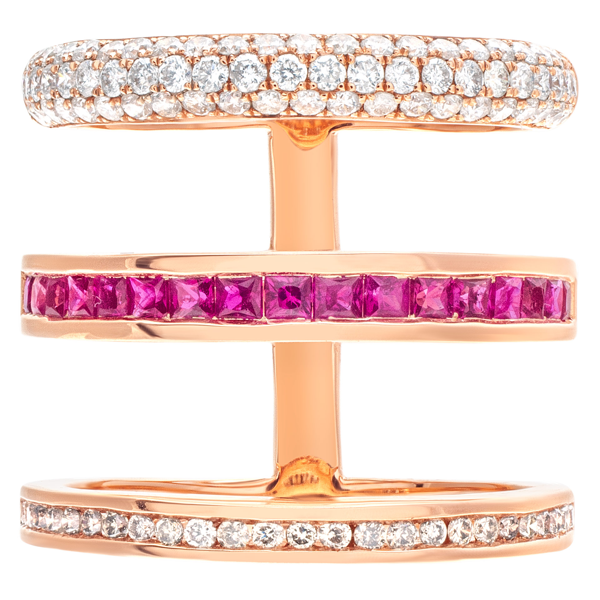 Esme diamond and ruby "knuckle ring" in 18k rose gold. | Gray & Sons