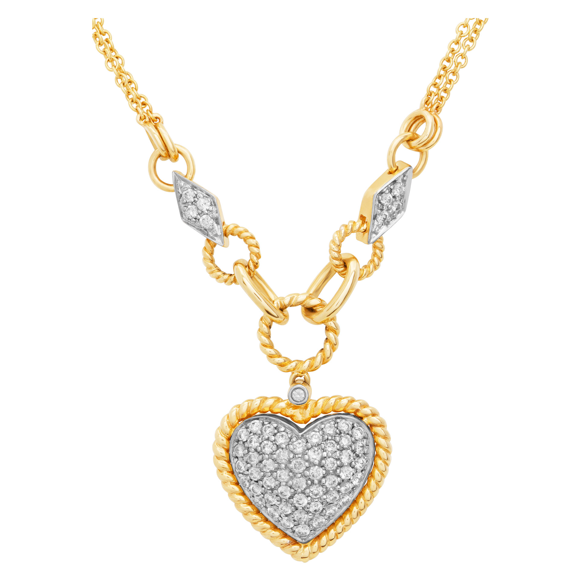 Gabriel & Co. puffed pave diamond heart pendant necklace in