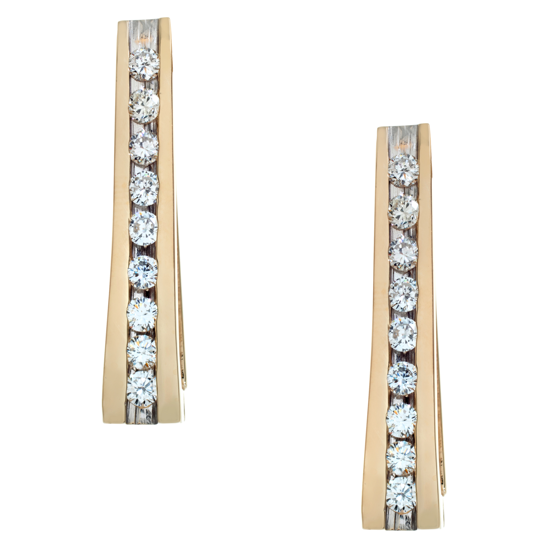 Geometric rectangular channel set earrings in 18k with appro