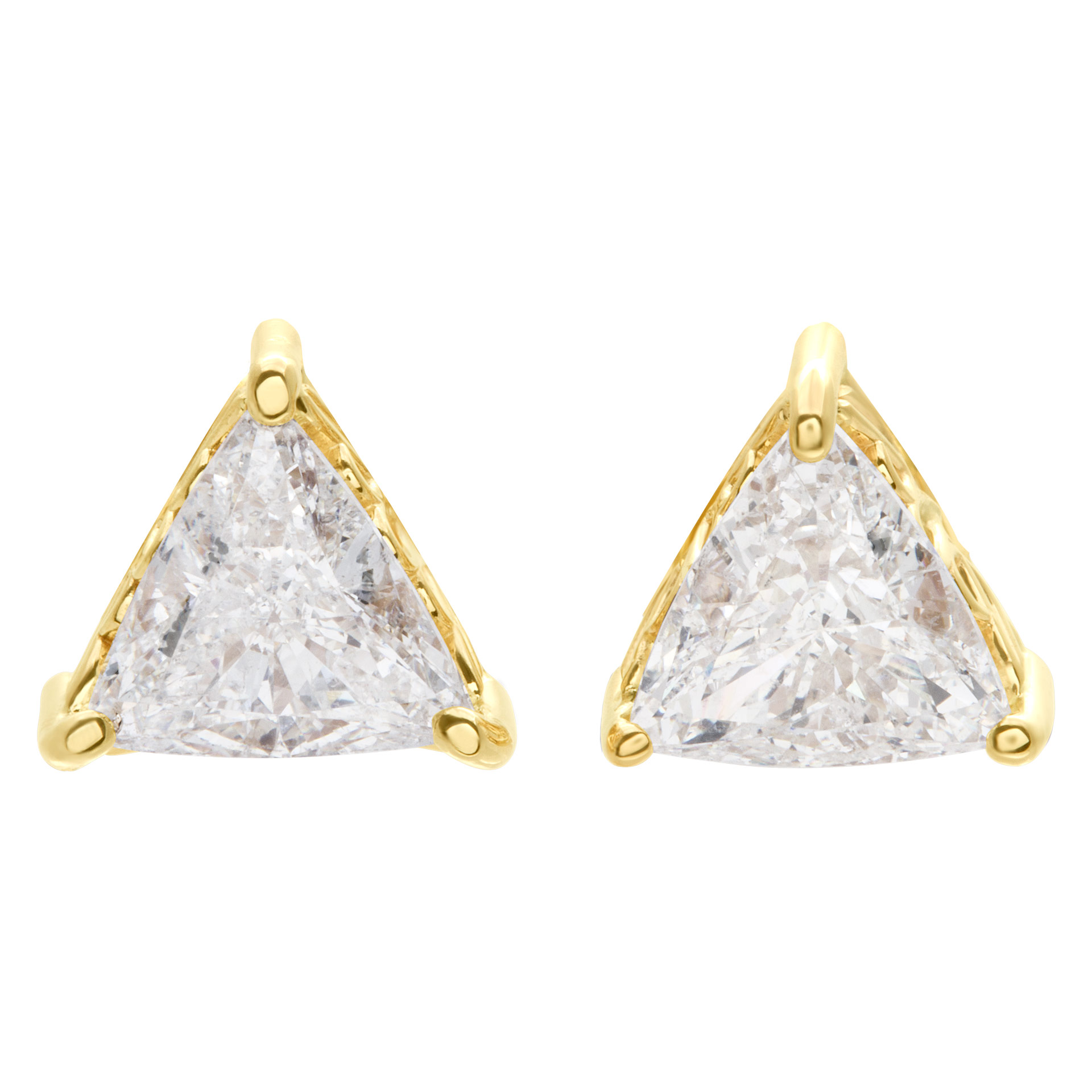 GIA certified triangular cut diamond studs1.51 cts (I color, I1