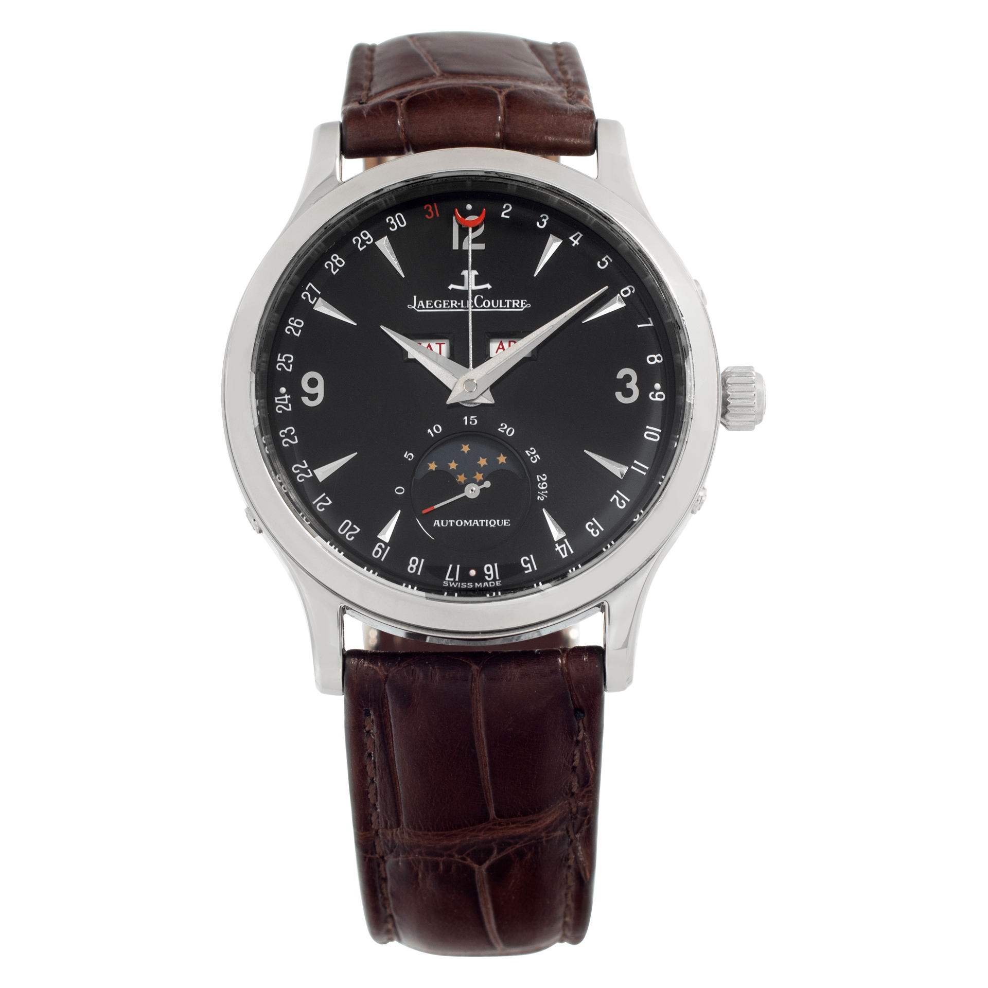 Pre-owned Jaeger LeCoultre Master Moon 140.8.98.S stainless