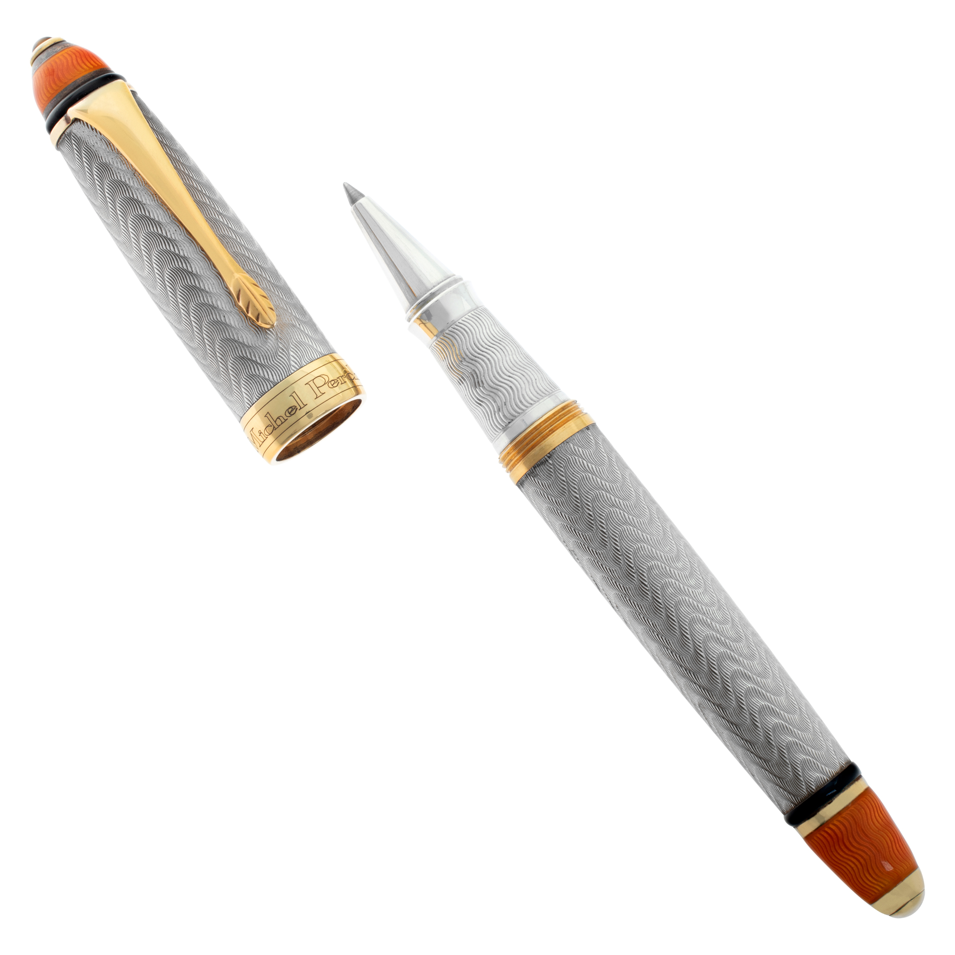 Michel Perchin Art Deco rollerball pen with guillouche sterl