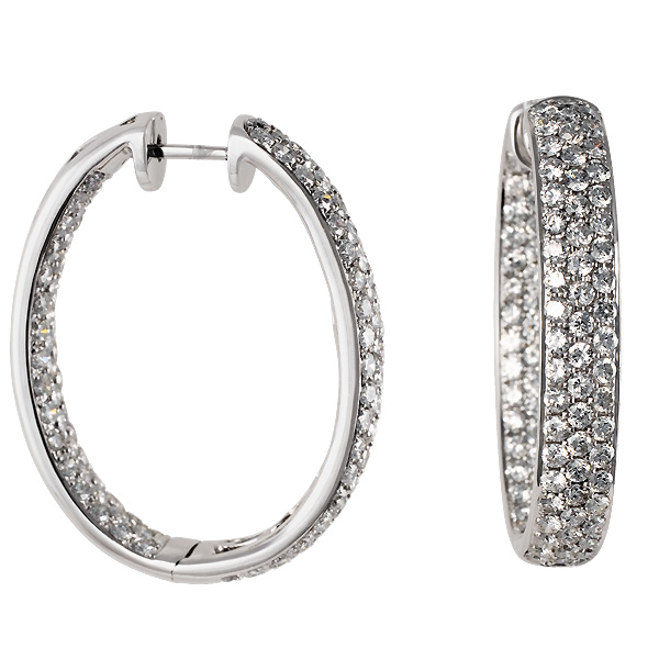 Oblong pave diamond hoops | Gray & Sons Jewelers