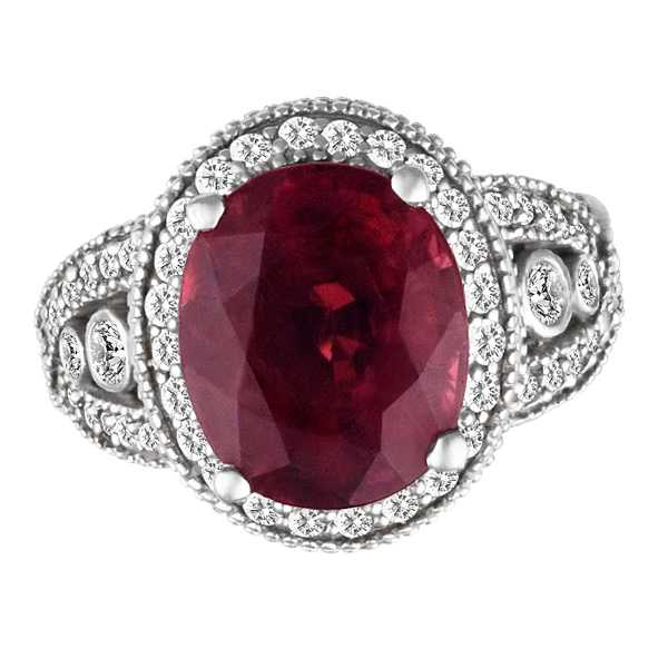 Pink garnet ring with diamond accents in 14k white gold | Gray & Sons