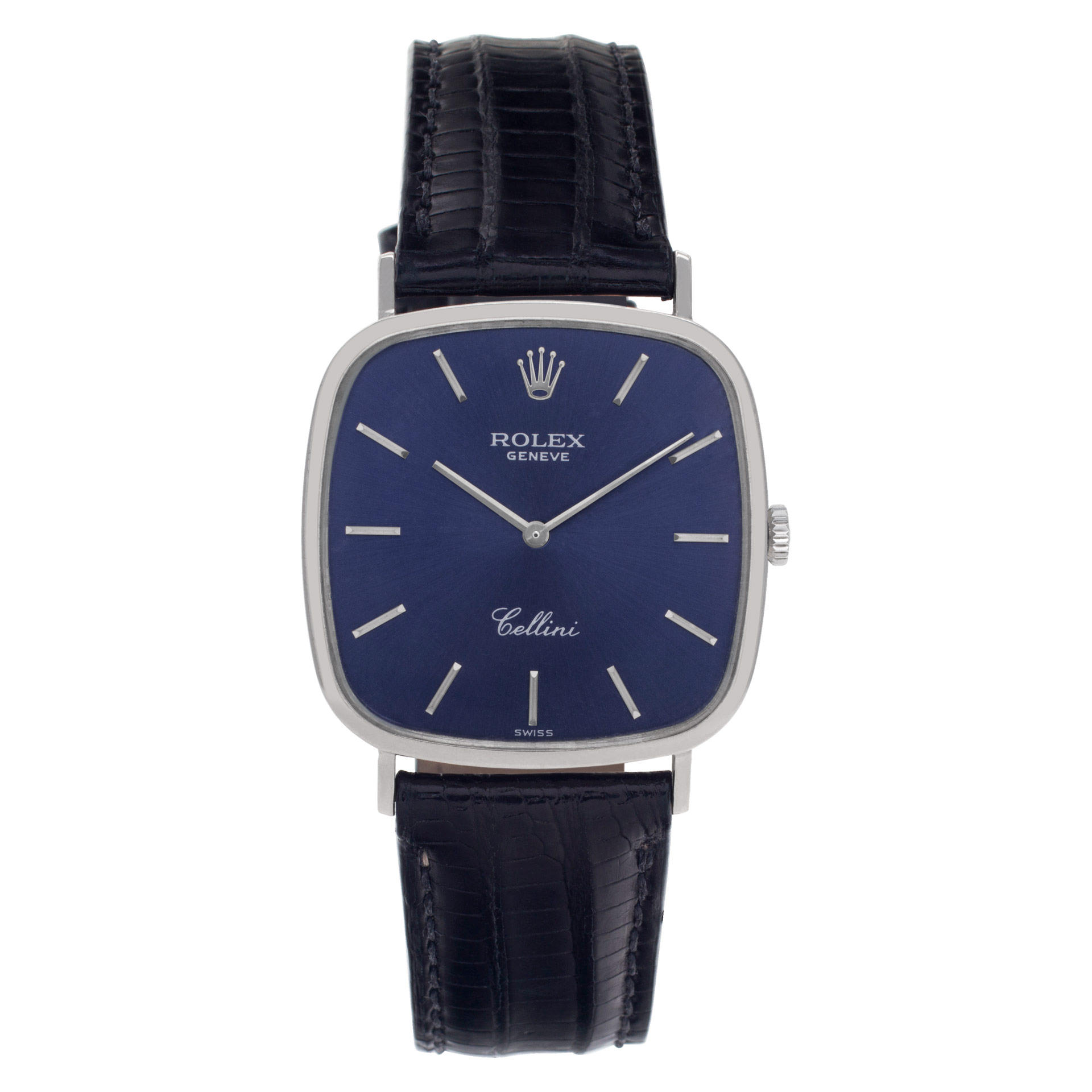 Used Rolex Cellini 4114 18k White Gold Blue dial 33mm Manual