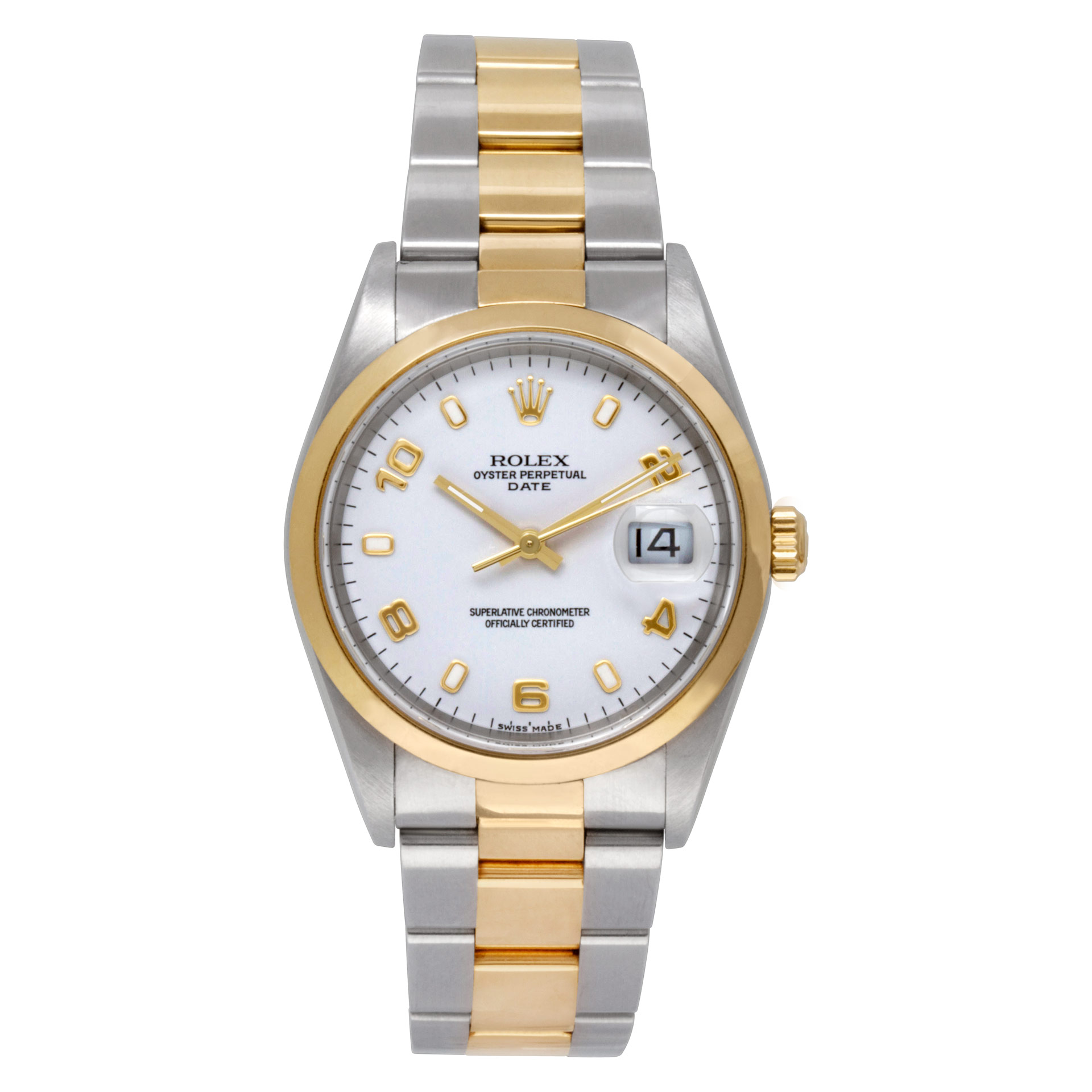 Pre-owned Rolex Oyster Perpetual Date 15203 St/ S White dial