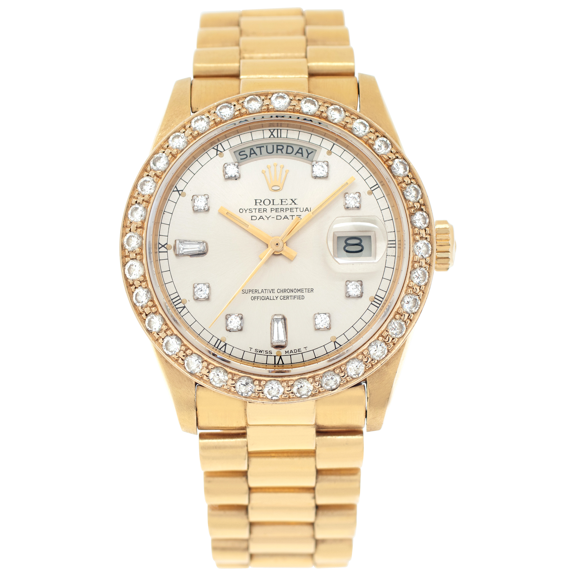Used Rolex Day-Date 18038 18k Silver dial 36mm W526317 | Gray & Sons