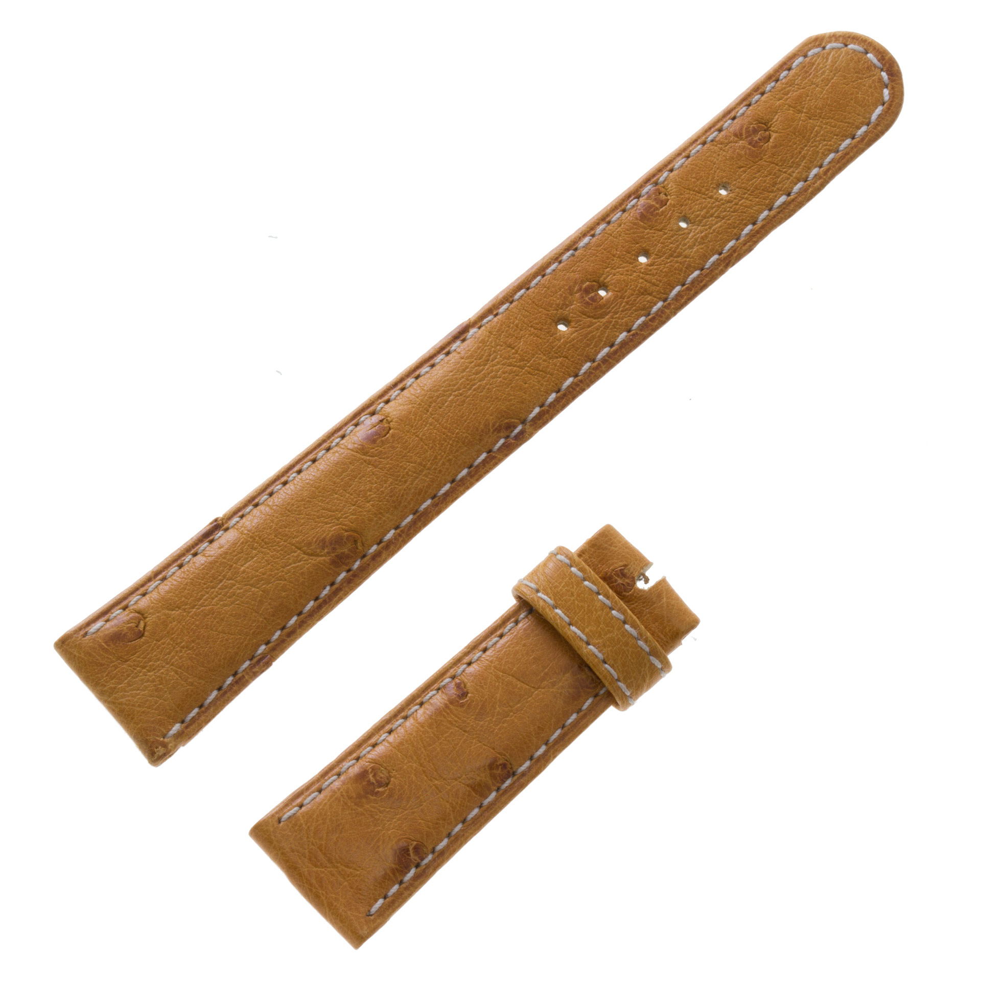 Rolex saddle ostrich strap with white stitching (19x16) | Gray & Sons