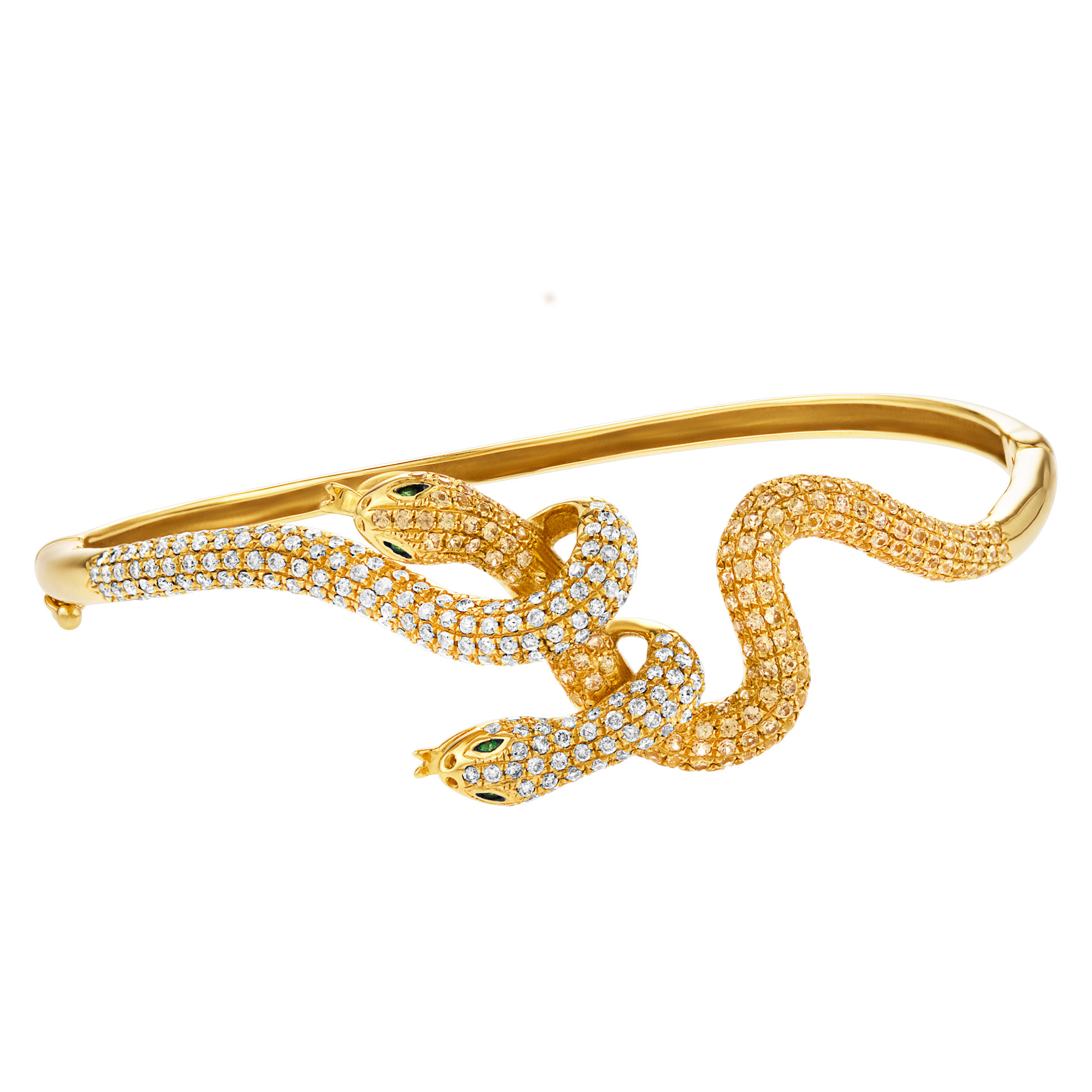 Snakes 18K gold bangle with diamonds, yellow sapphires and