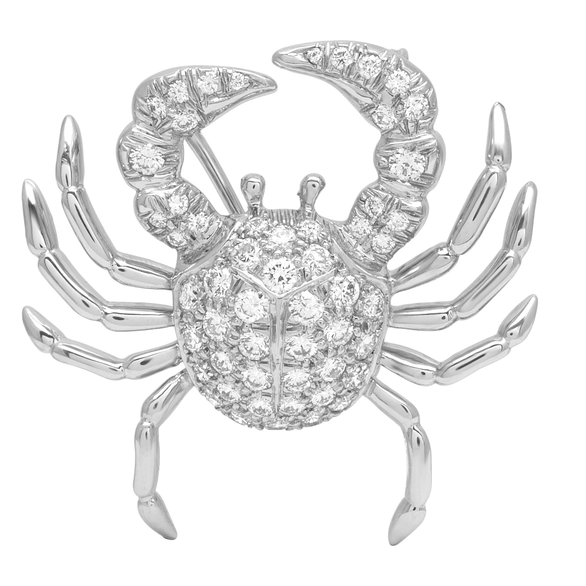 Tiffany & Co diamond platinum crab pin/broach. 0.86 carat in