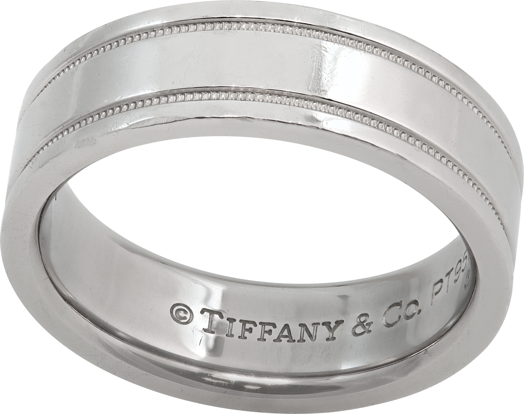 Tiffany & Co Milgrain Band Ring In Platinum. 6mm Width. | Gray & Sons