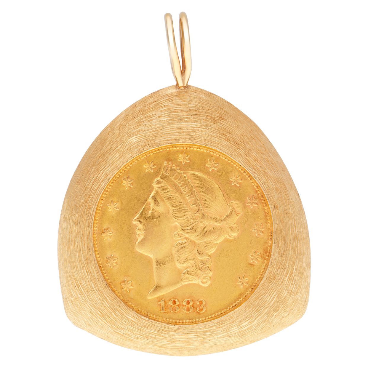 1883 Twenty dollar US coin pendant in 14k yellow gold. | Gray & Sons