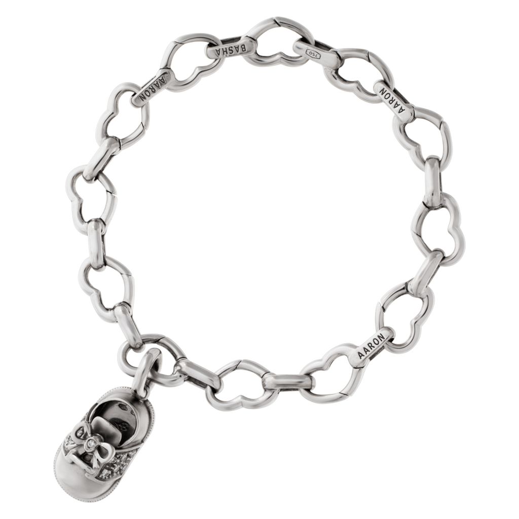 Aaron Basha heart link bracelet and baby girl diamond shoe c