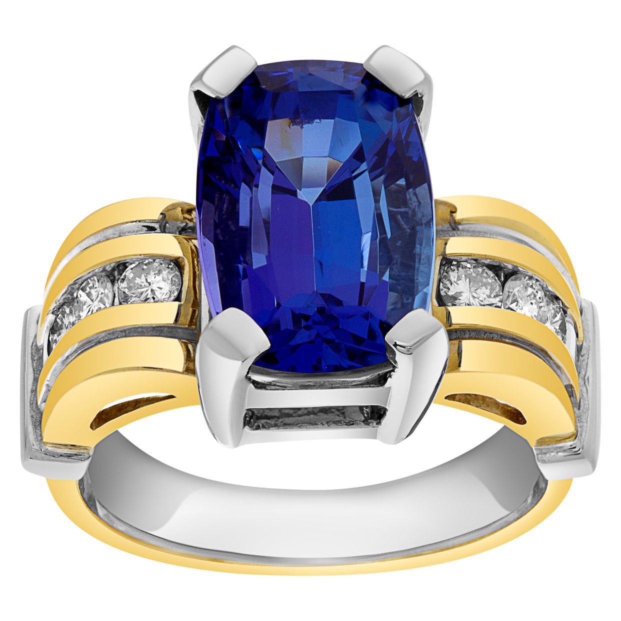 AGL certified 7.34 carats cushion cut tanzanite & round brilliant