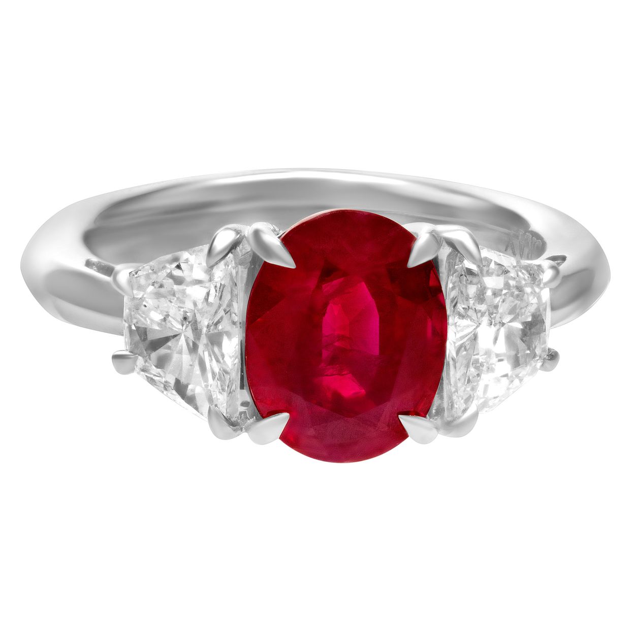 AGL certified Burma ruby 3.02 ct ring in platinum with 1.12 cts in