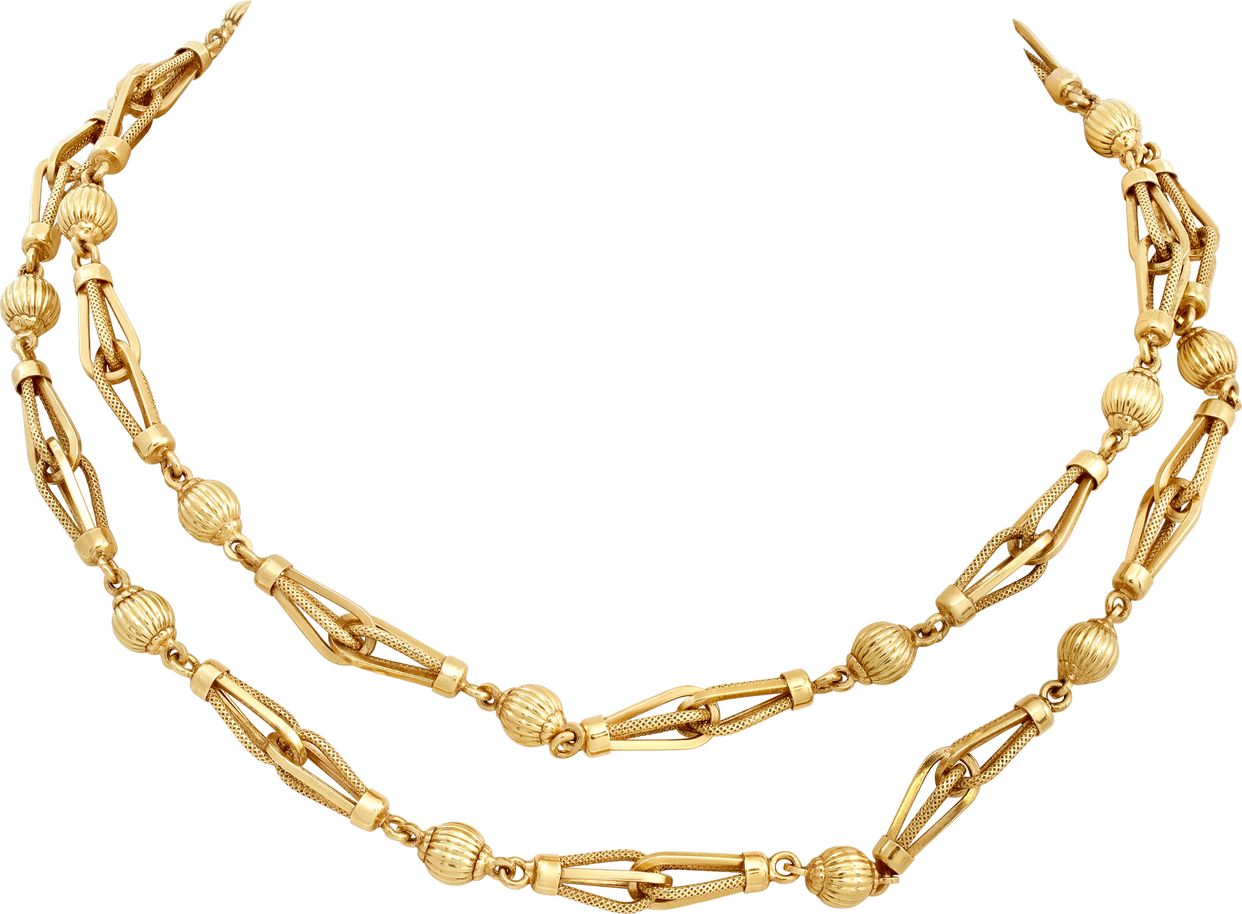 Antique heavy solid chain, necklace in 18K yellow gold. 34