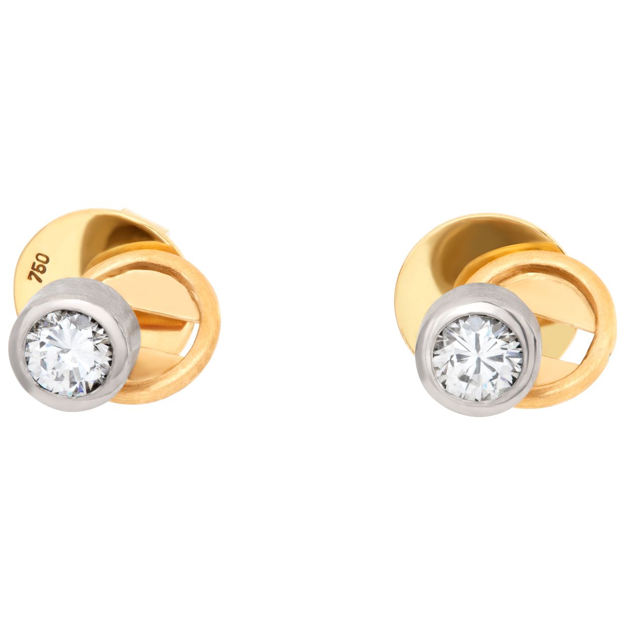 Bezel set diamond studs in 18k | Gray & Sons Jewelers