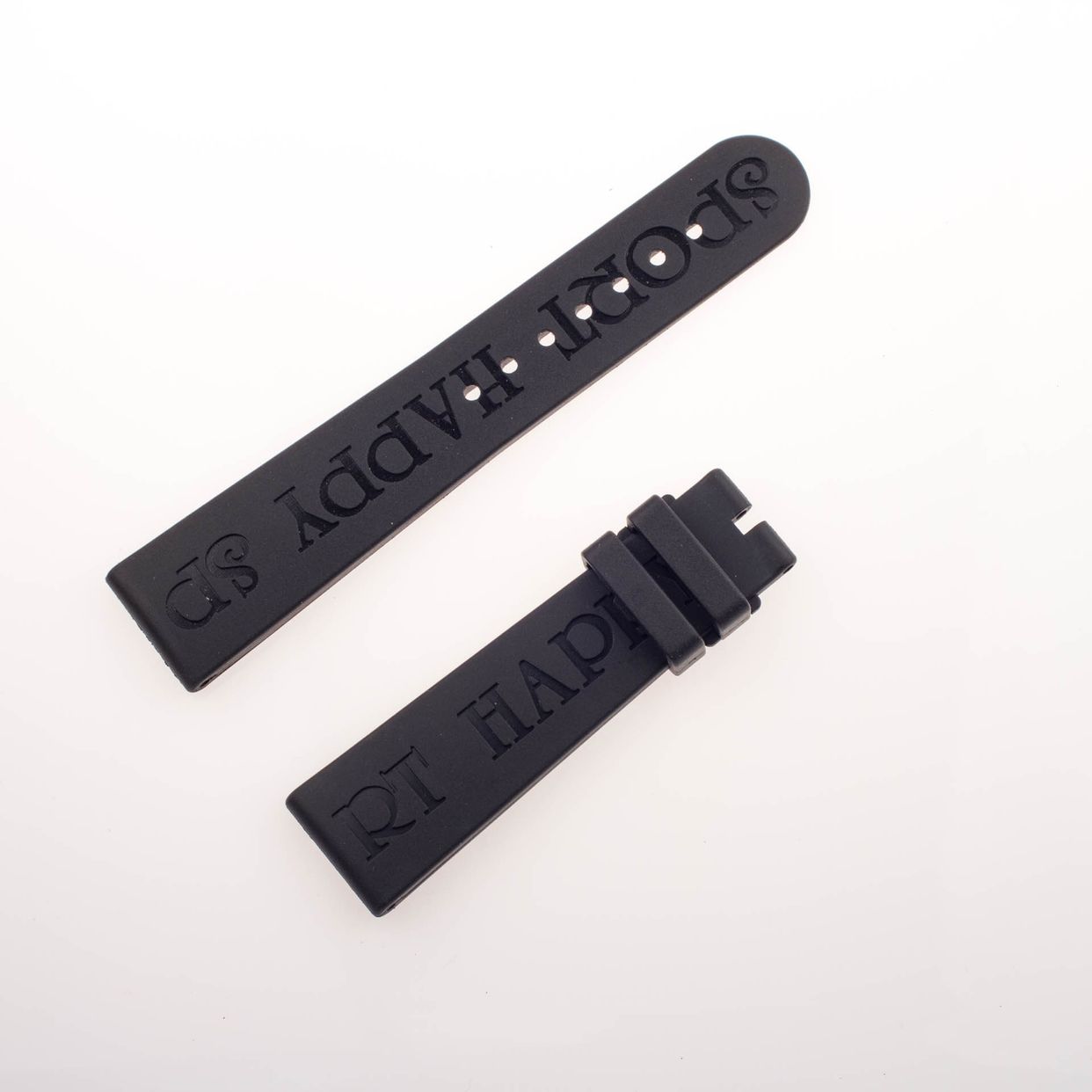 Black Chopard happy sport rubber strap. (19x16) | Gray & Sons Jewelers
