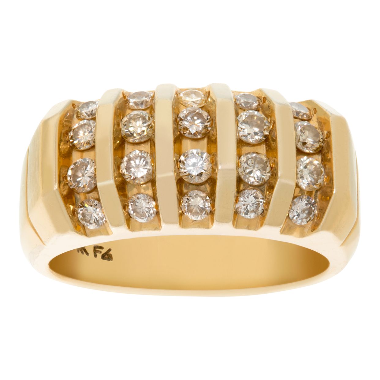 Bold and beautiful 5-row channel set diamond ring in 14k | Gray & Sons