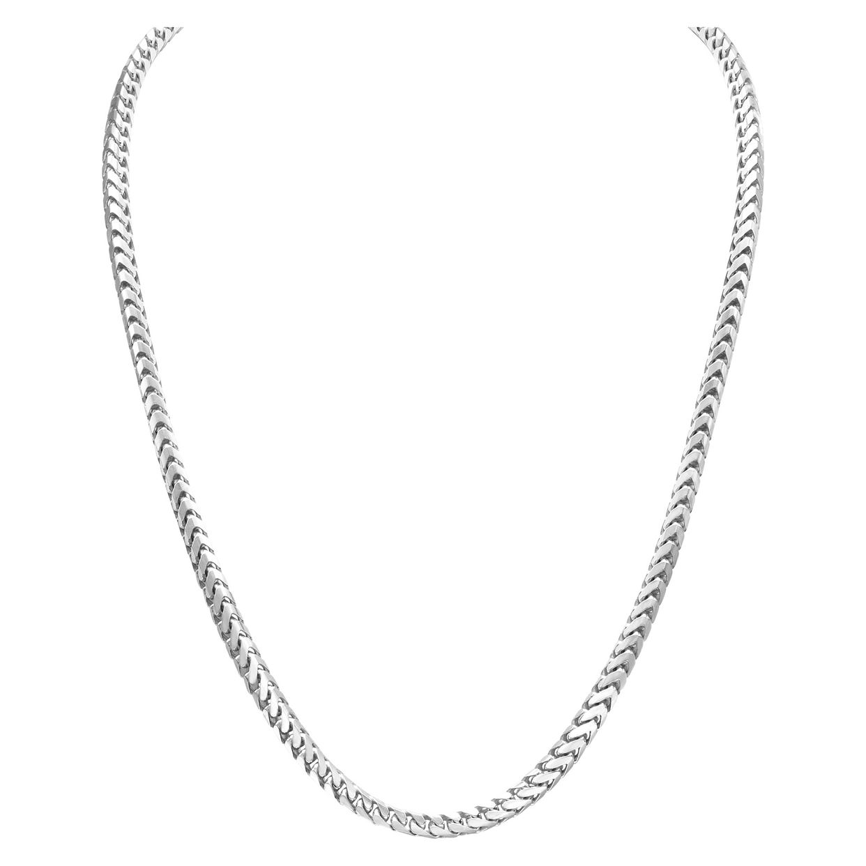 Box wheat link 14k white gold necklace. 20 Inch Length. Width Is