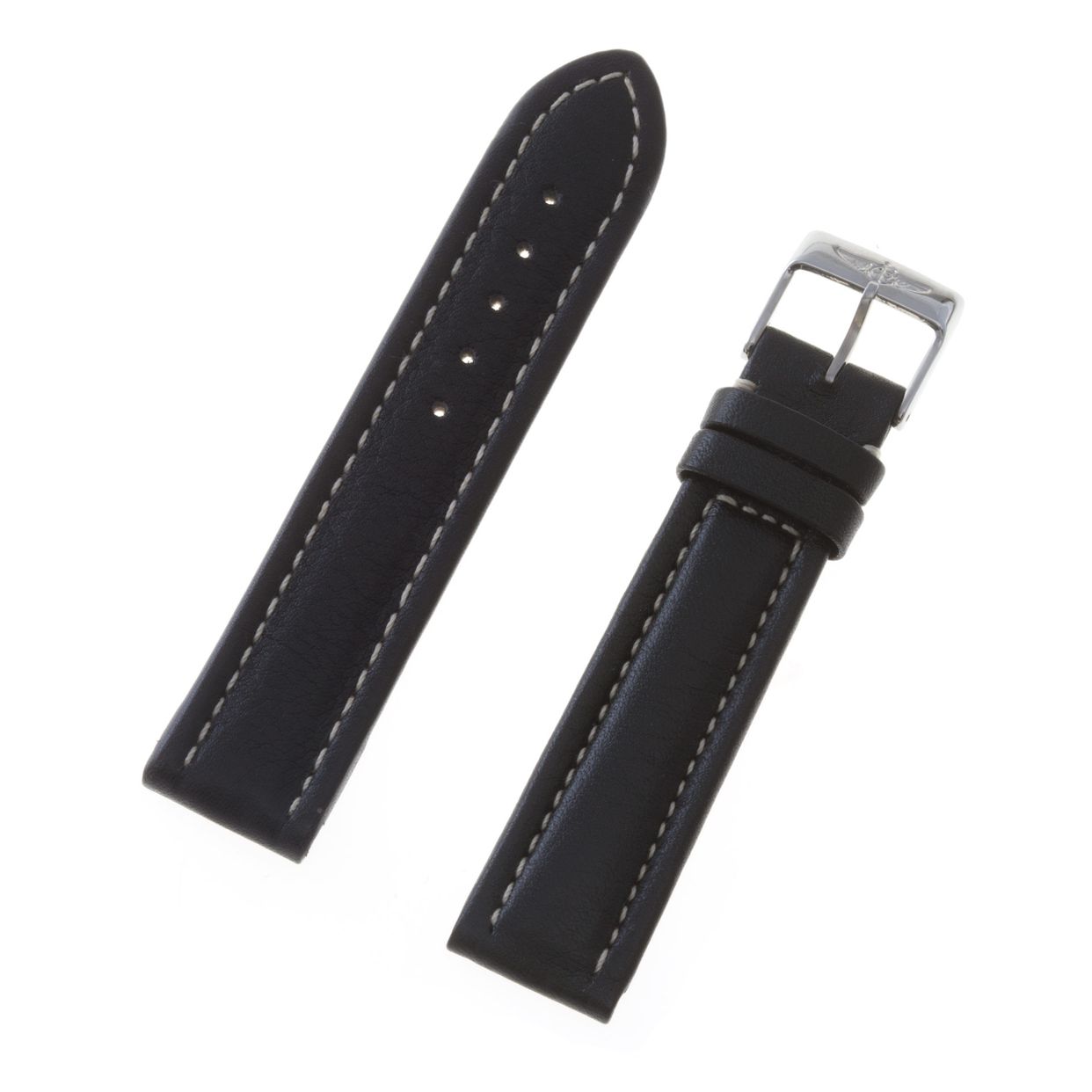 Breitling black leather strap with white stitching and original tang