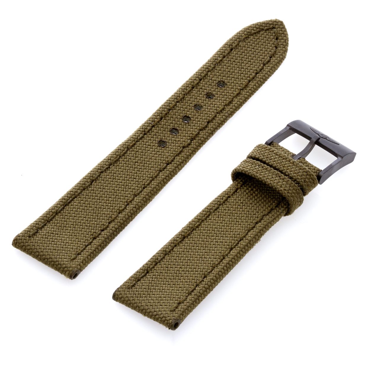 Breitling green military canvas strap with black steel N512253