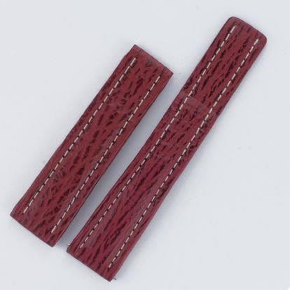 Breitling red shark skin strap with white stiching (20x18)