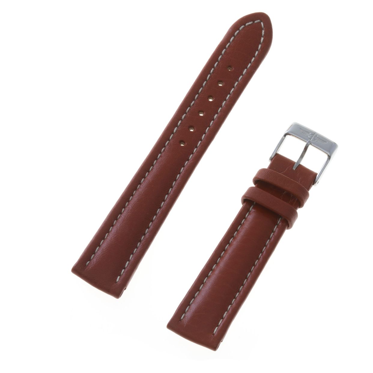 Breitling tan leather strap with white stitching and original tang