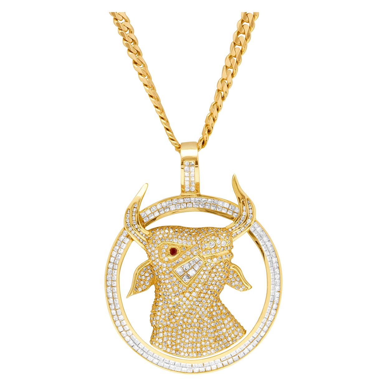 Bull pendant in 18k with app 15 carats in diamonds | Gray & Sons