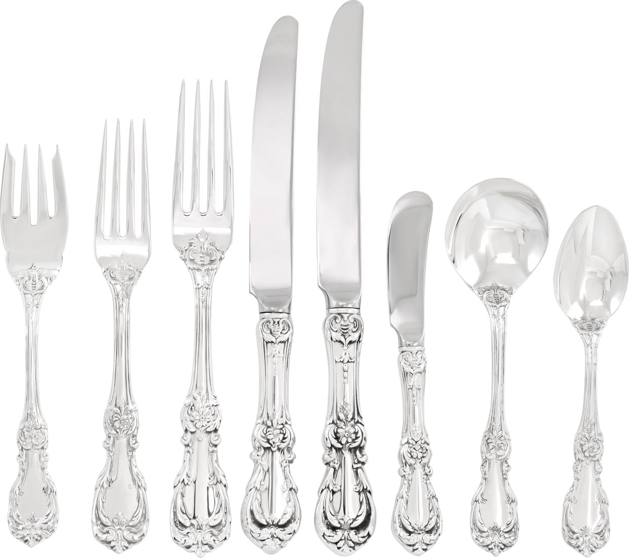BURGUNDY sterling silver flatware set patented N517945 | Gray & Sons
