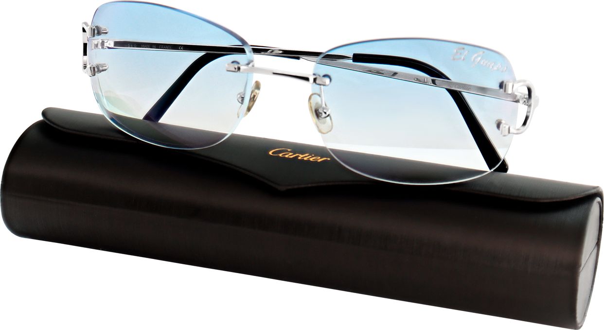 C De Cartier El Guapo framless glasses with blue lens | Gray & Sons