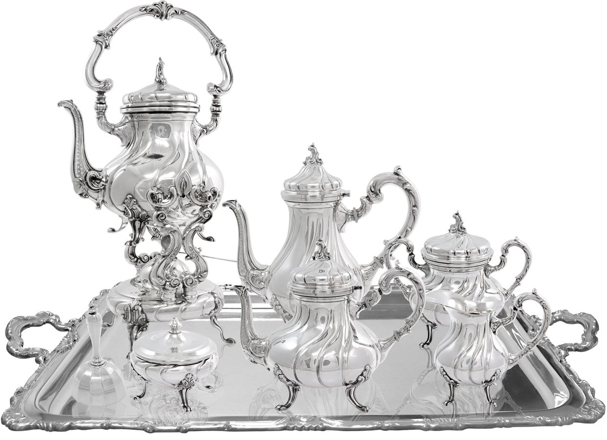 Camusso Sterling Silver Tea Set with tray | Gray & Sons Jewelers