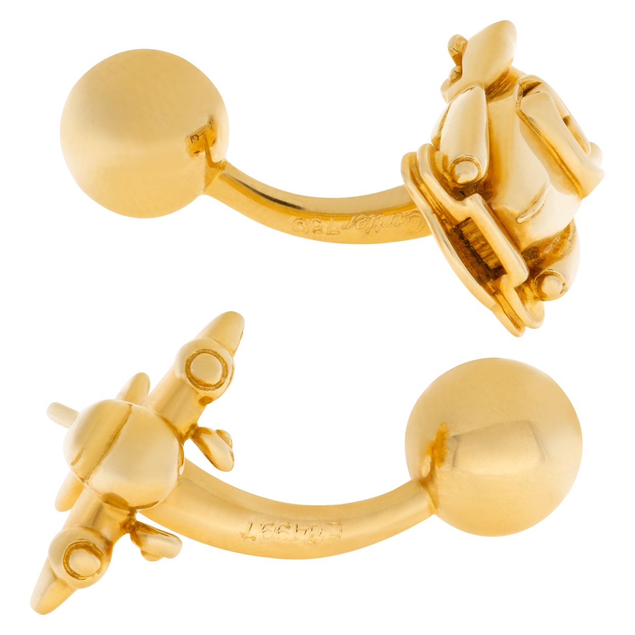 Cartier Cadillac and airplane cufflink set in 18k yellow gol