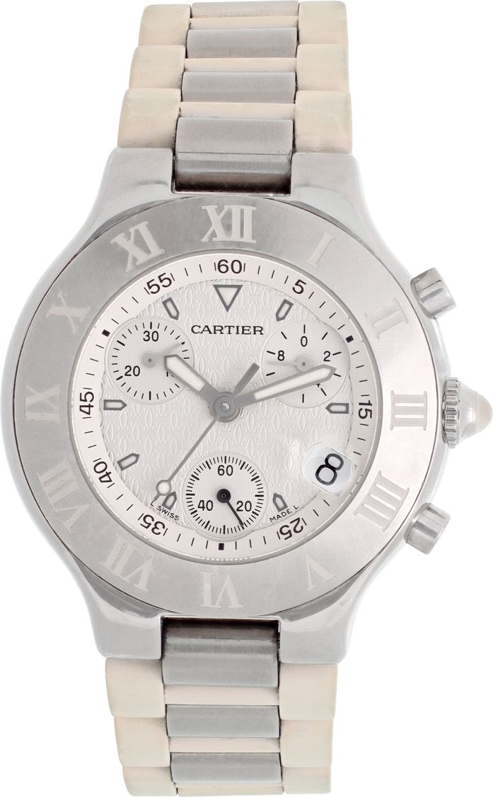 Used Cartier Chronoscaph 21 2424 Stainless Steel mm Quartz w