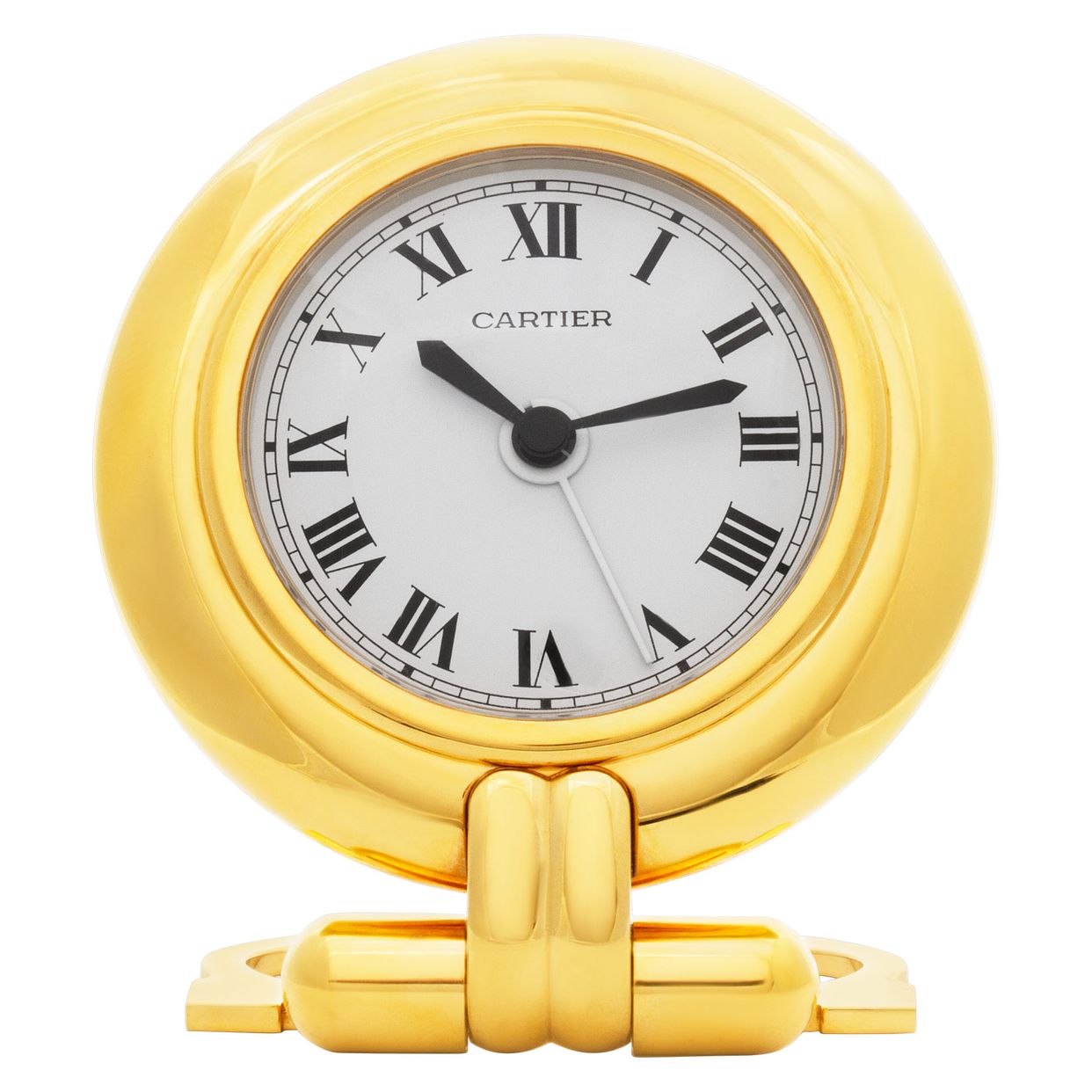 Pre-owned Cartier Desk Clock xxx Gold Plate White dial 78.5mm